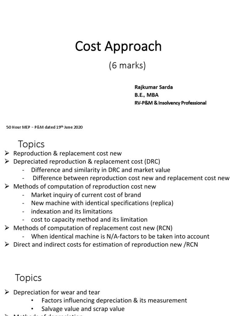 Cost APProach | PDF | Depreciation | Real Estate Appraisal