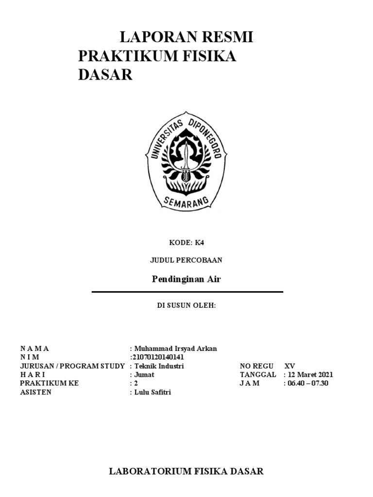 k4 Muhammad Irsyad Arkan 21070120140141 XV Laporan Resmi | PDF