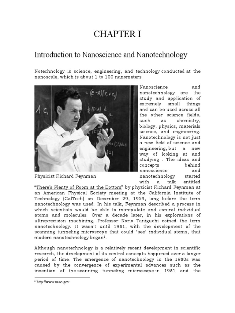CHAPTER I-Introduction To Nanoscience and Nanotechnology | PDF | Nanotechnology | Materials Science