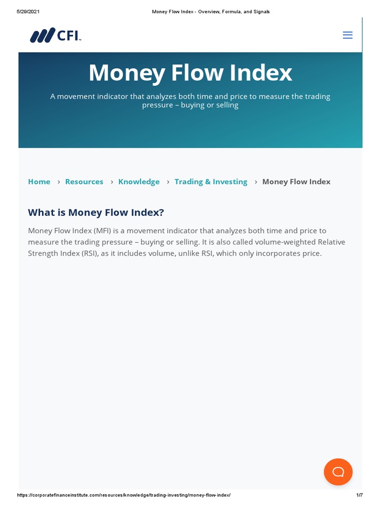 Money Flow Index - Overview, Formula, and Signals | PDF