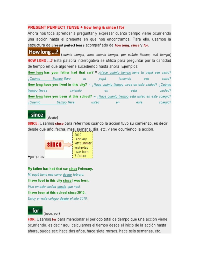 Usos For Since How Long | PDF | Lingüística | Idiomas
