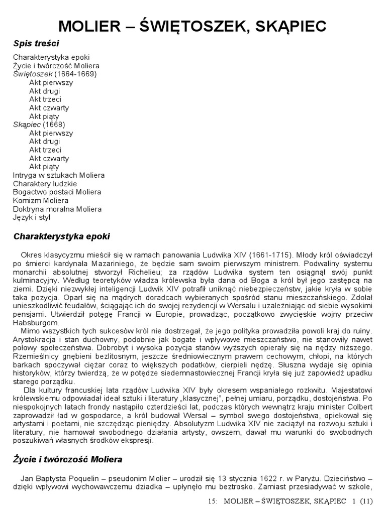 15 - Molier - Swietoszek, Skapiec | PDF