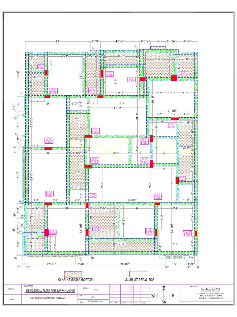 Slab Shuttering Drawing for Residential Flats | PDF