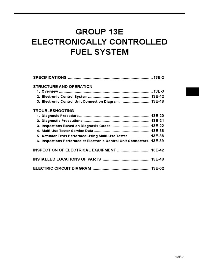 Group 13E Electronically Controlled Fuel System | PDF | Fuel Injection ...
