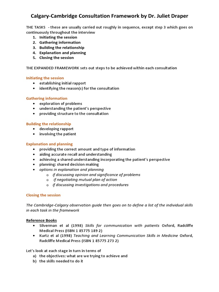 01c Calgary Cambridge Model - Objectives and Skills of Each Stage | PDF ...