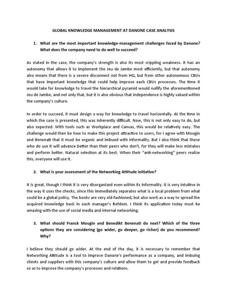 Danone Case Analysis | PDF | Autonomy | Human Nature