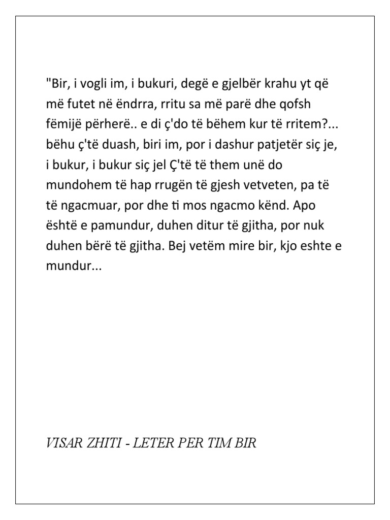Visar Zhiti - Leter Per Tim Bir | PDF