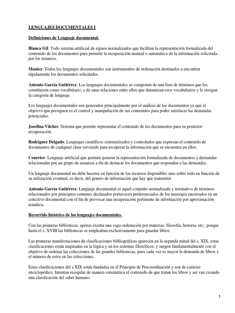 Lenguajes Documentales | PDF | Palabra | Sintaxis