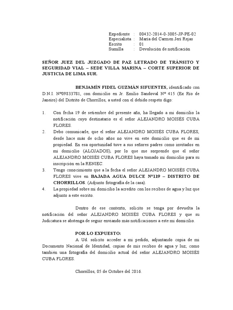 Devuelvo Notificación | PDF