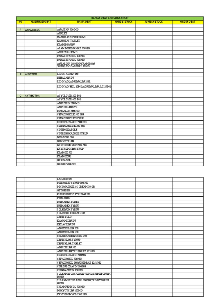 Form Stock Obat | PDF | Pharmaceutical Sciences | Drugs