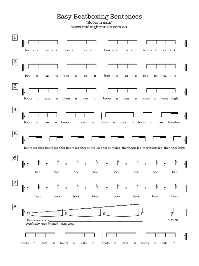 Easy Beatboxing Sentences | PDF