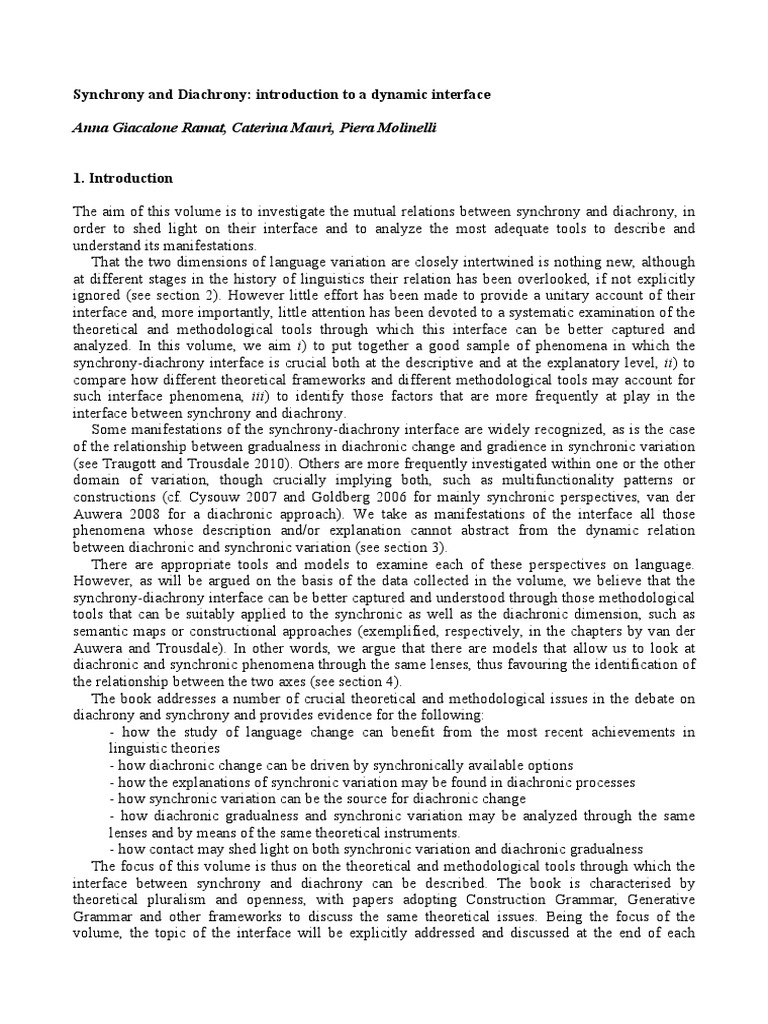 Synchrony and Diachrony Introduction To | PDF | Linguistics ...