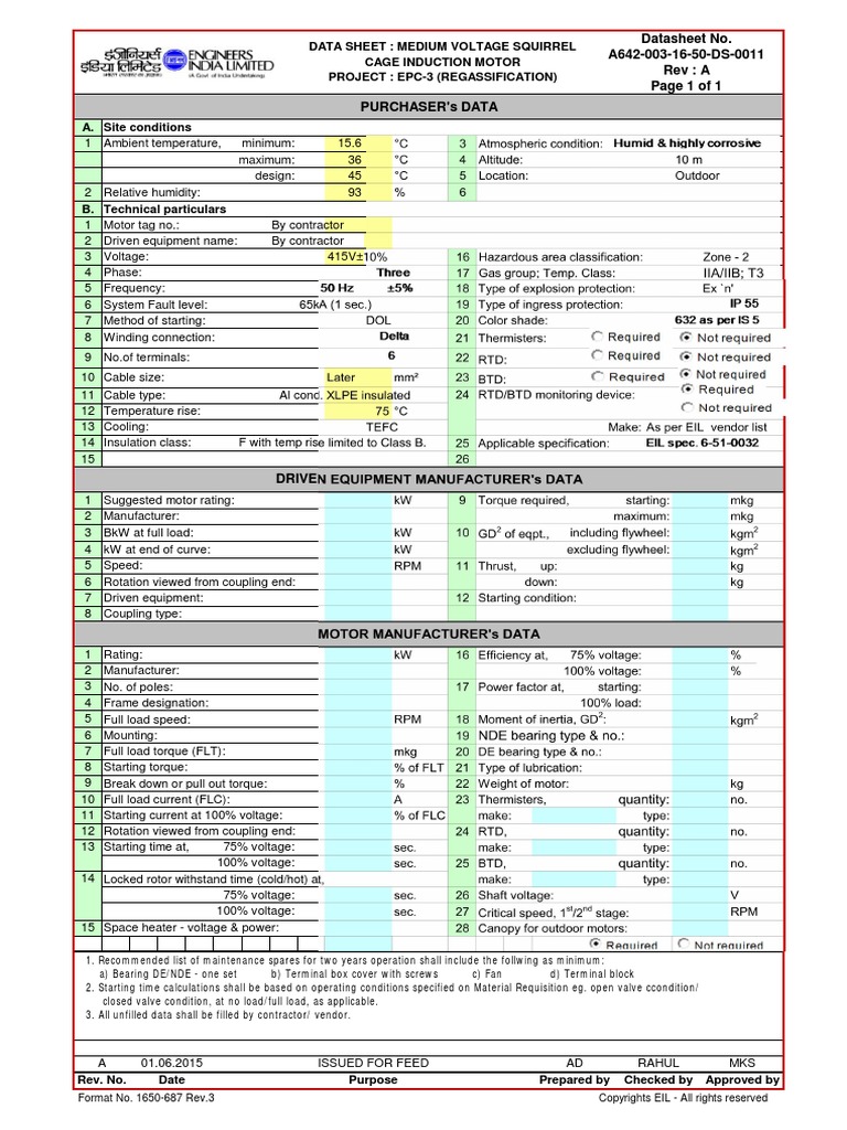 Data Sheet - 2 Att - 1-2 - Motor Data Sheet For MV Squirrel Cage ...