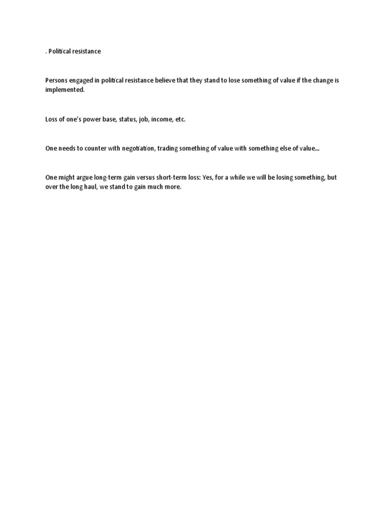 Political Resistance and Negotiation Strategies | PDF | Career & Growth ...