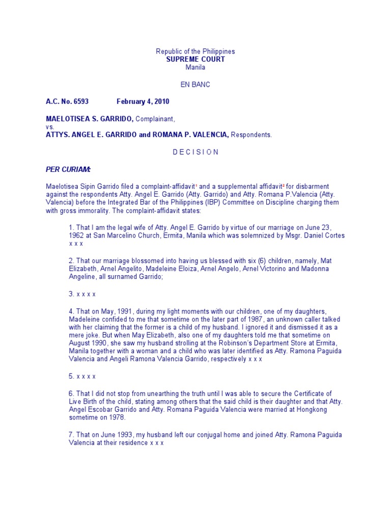 Garrido Vs Garrido and Valencia | PDF | Lawyer | Disbarment
