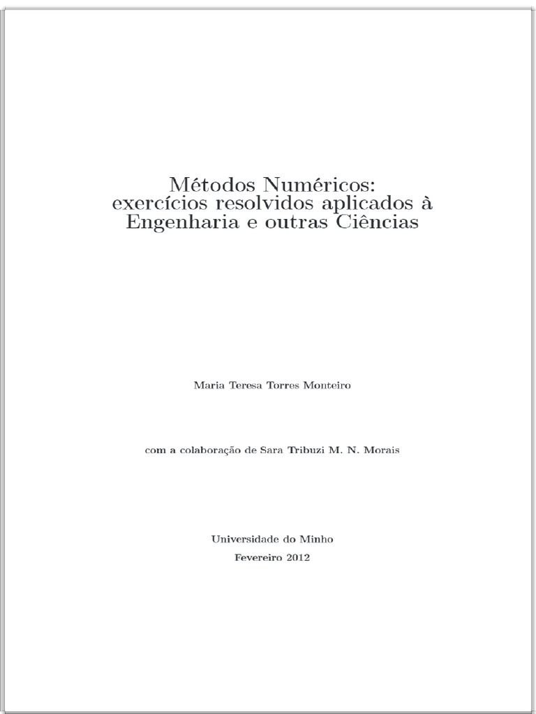 Métodos Numéricos - Exercícios Resolvidos Aplicados À Engenharia e Outras Ciências - PDF | PDF