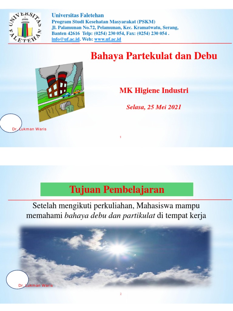 Bahaya Partikulat Debu di Tempat Kerja | PDF | Kesehatan Holistik ...