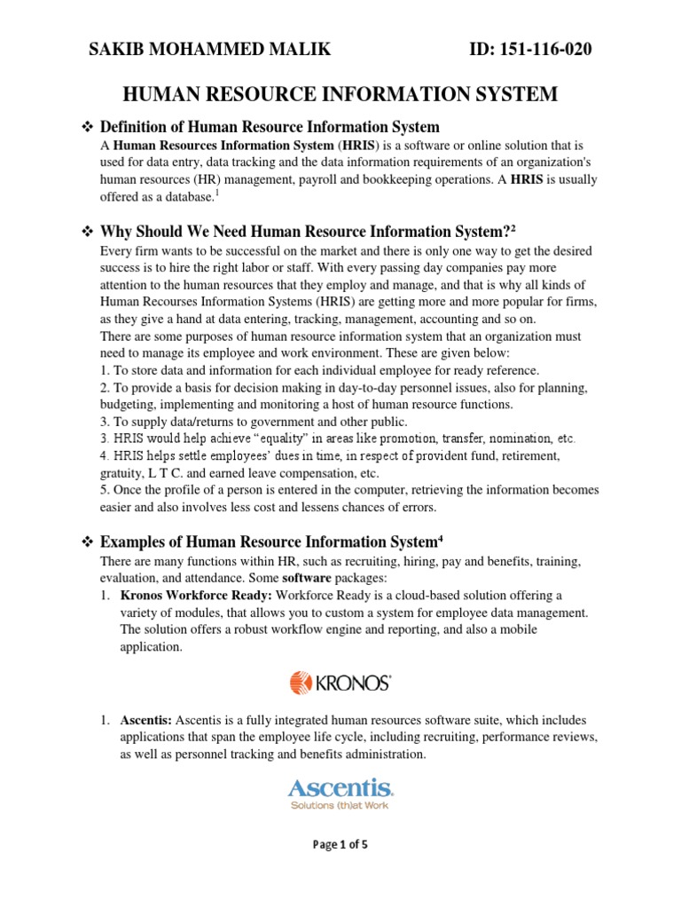 Overview of Human Resource Information Systems | PDF | Human Resources ...
