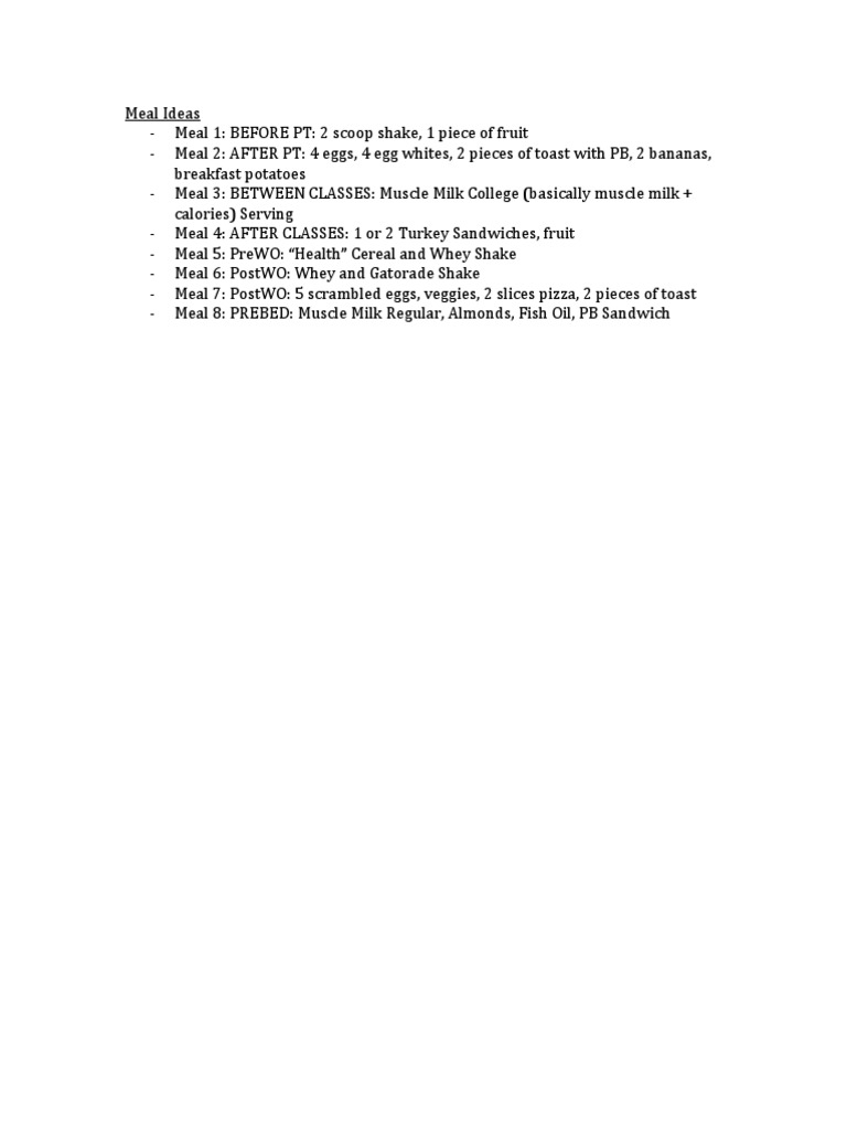Optimized Meal Plan for Athletes | PDF