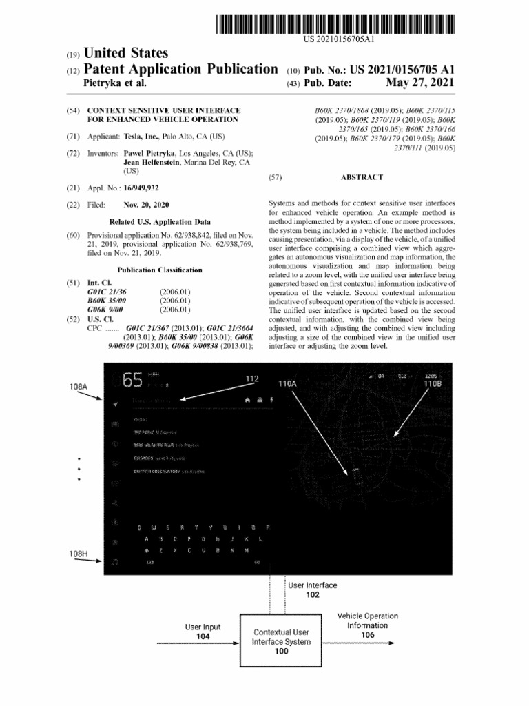 Tesla Cybertruck UI Patent Application | PDF