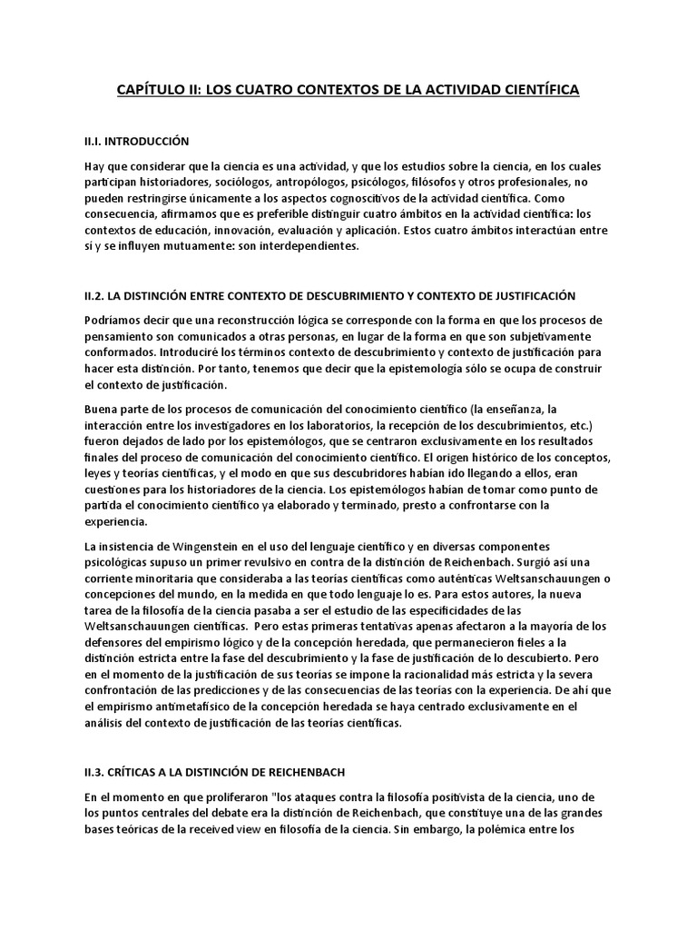 Echeverria. Los Cuatro Contextos de La Actividad Cientifica. | PDF | Filosofía de la Ciencia ...