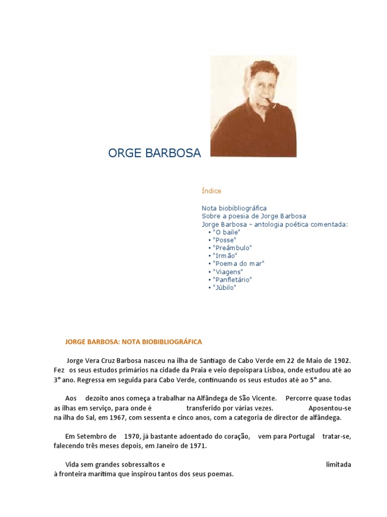 jORGE BARBOSA | PDF | Poesia | Idiomas