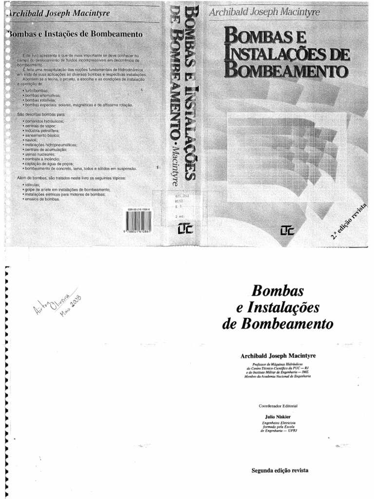 Bombas e Instalacoes de Bombeamento Archibald J Macintyre OCR | PDF ...