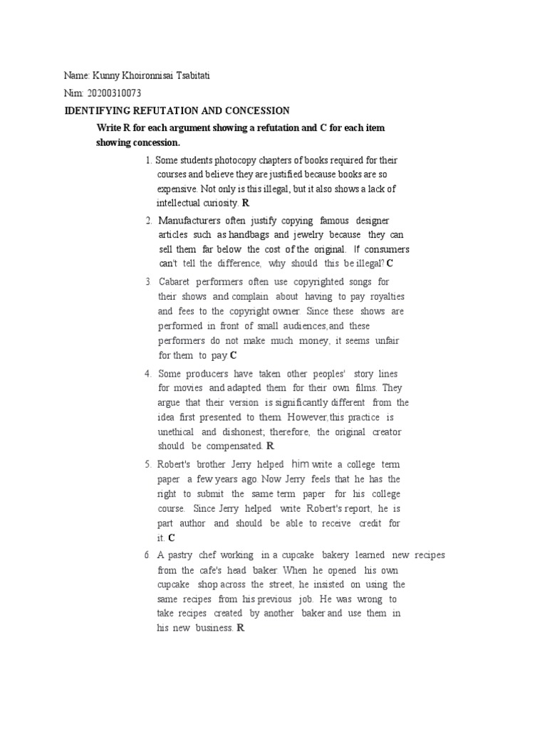 Activity 2 - Identifying Refutation and Concession - Kunny | PDF