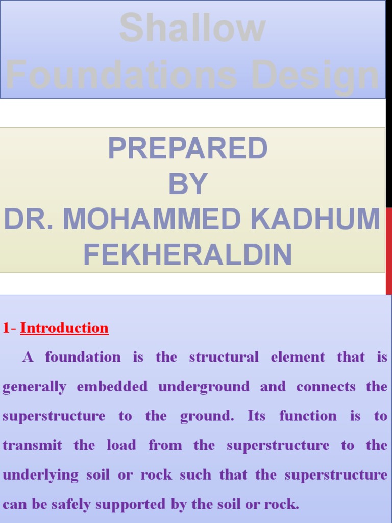 Prepared BY Dr. Mohammed Kadhum Fekheraldin | PDF | Foundation ...