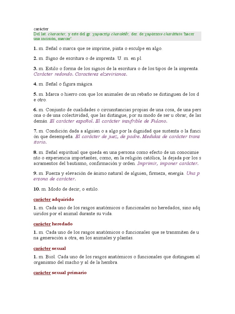 Significado de El Caracter | PDF