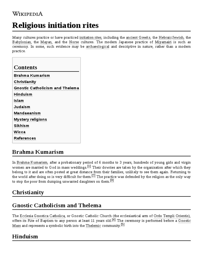 Religious Initiation Rites | PDF | Religious Faiths | Rituals