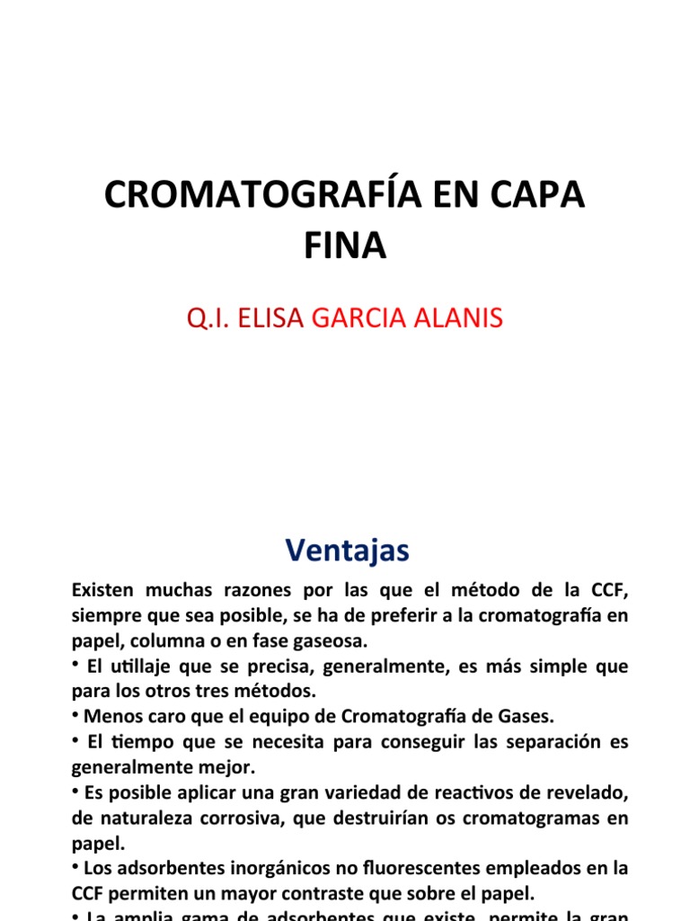 TEMA 3 Cromatografía en Capa Fina | PDF | Cromatografía de capa fina | Cromatografía