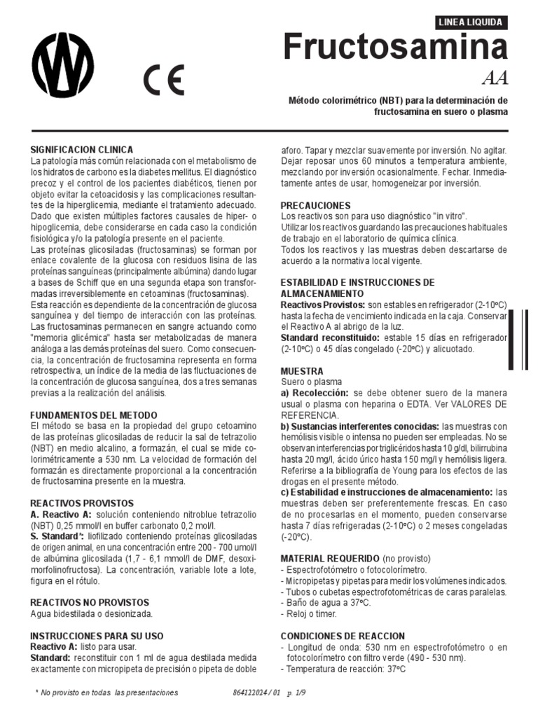 Fructosamina Aa Liquida SP | PDF | Diabetes | Ciencias fisicas