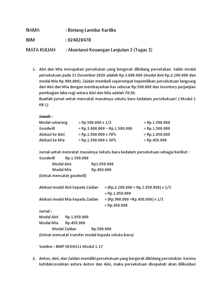 Tugas 1 AKL 2 BINTANG LAMTIUR KARTIKA | PDF