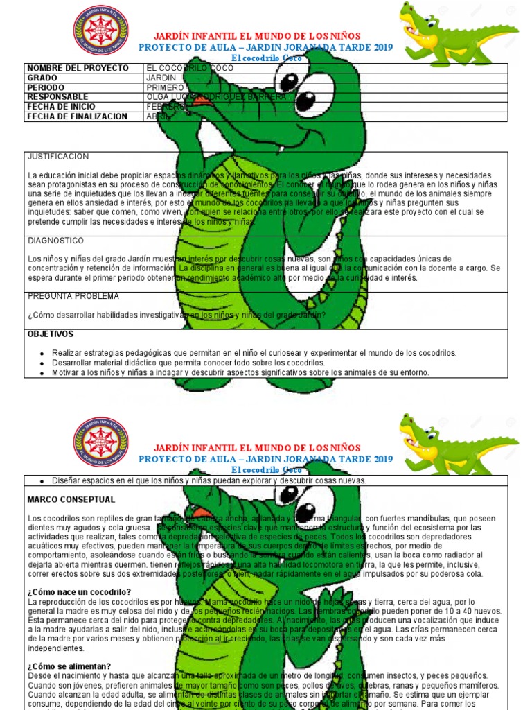 Coco El Cocodrilo-Tarde | PDF | Educación de la primera infancia | Idiomas