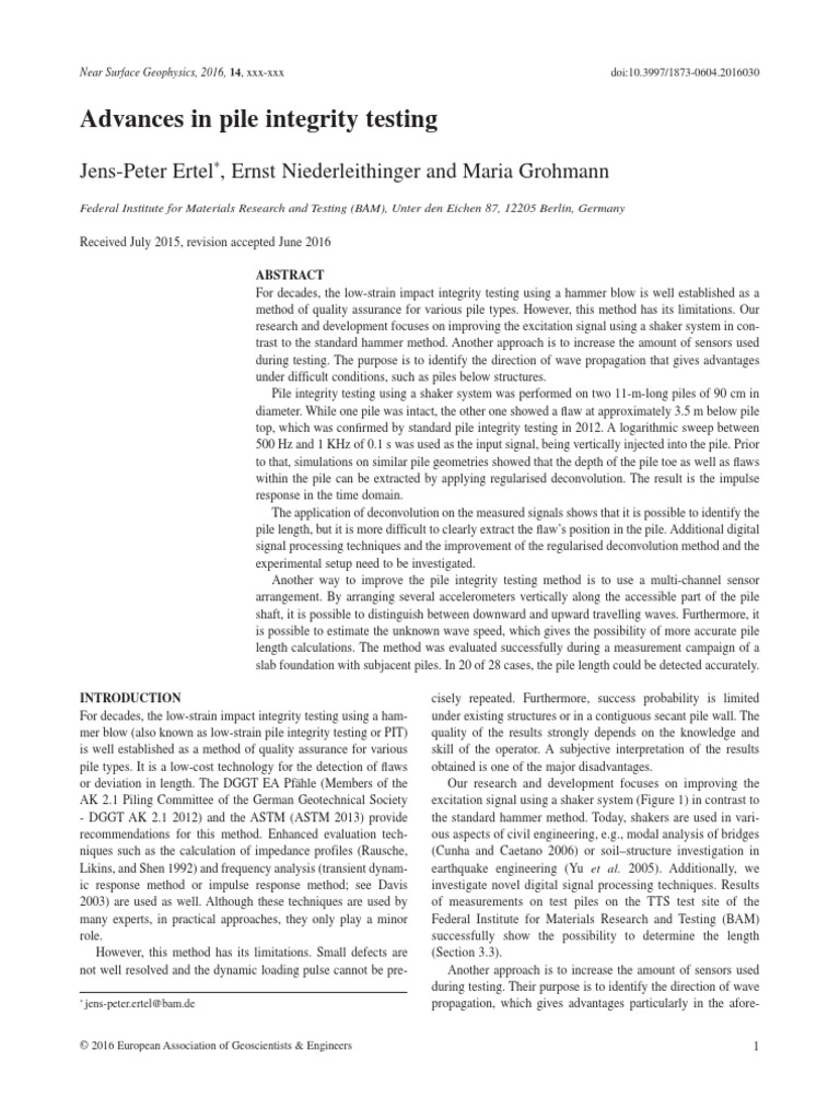 Advances in Pile Integrity Testing | PDF | Deep Foundation | Waves
