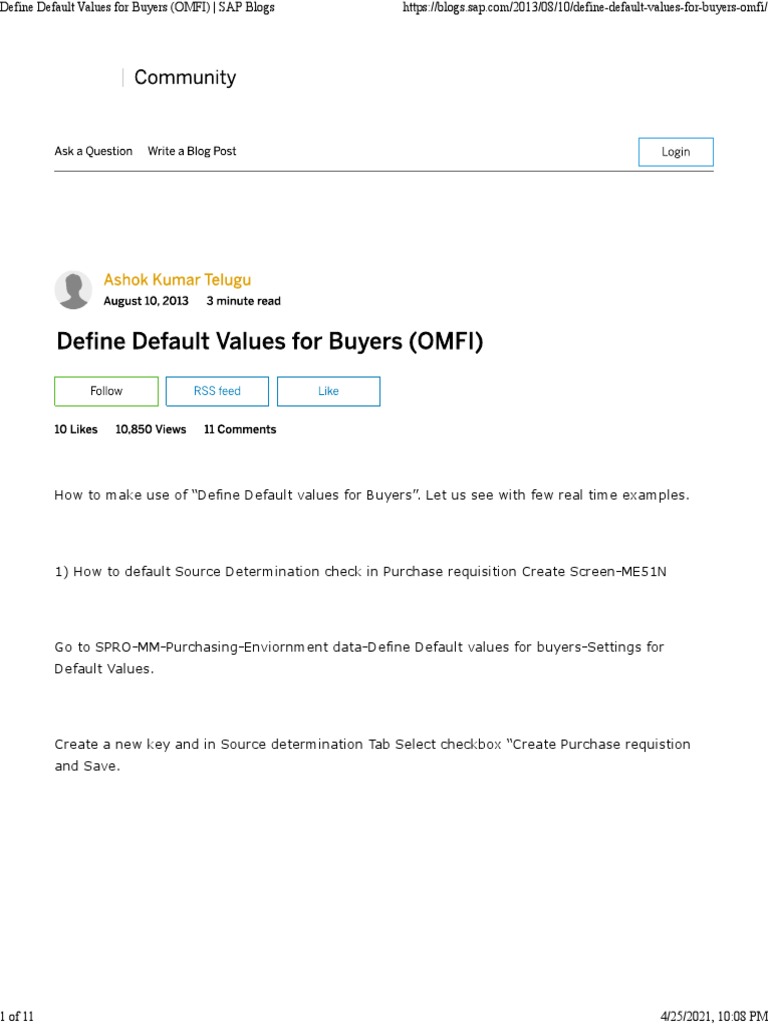 Default Values OMFI | PDF | Parameter (Computer Programming) | Information Technology Management