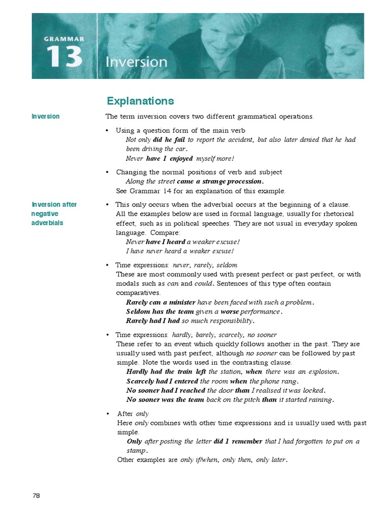 Explanations: Inversion | Download Free PDF | Sentence (Linguistics ...