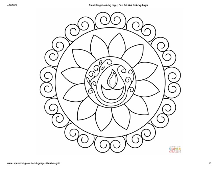 Diwali Rangoli Coloring Page - Free Printable Coloring Pages | PDF