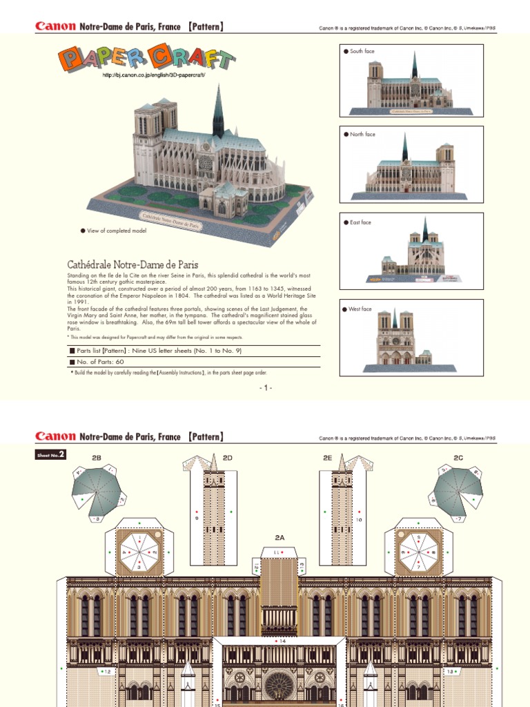 Cathedrale Notre-Dame de Paris, Papercraft Pattern | PDF | Gothic ...
