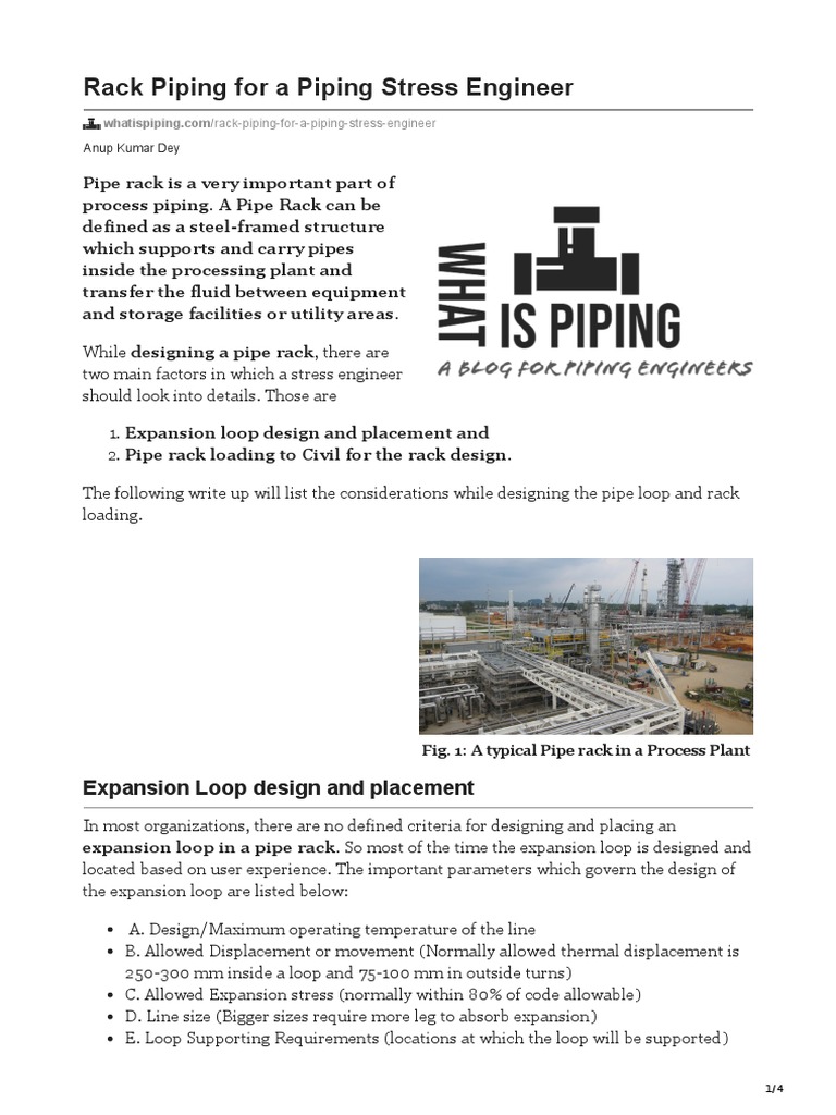 Rack Piping For A Piping Stress Engineer | PDF | Pipe (Fluid Conveyance ...