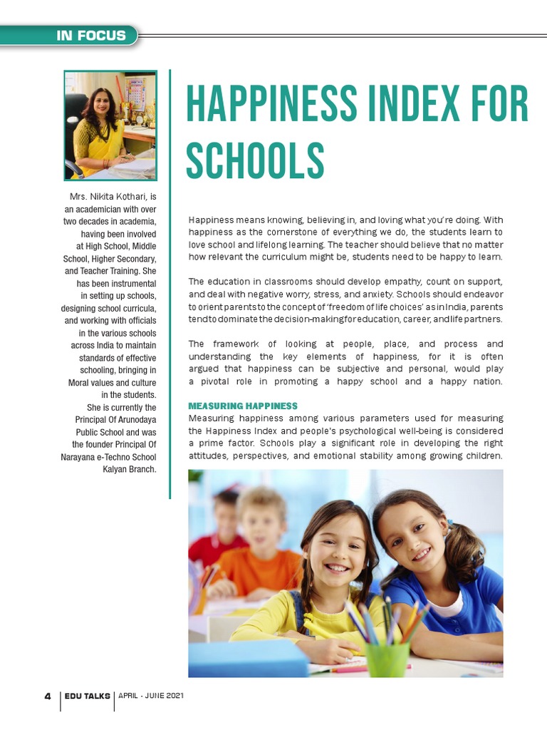 Happiness Index For Schools: in Focus | PDF | Happiness | Curriculum