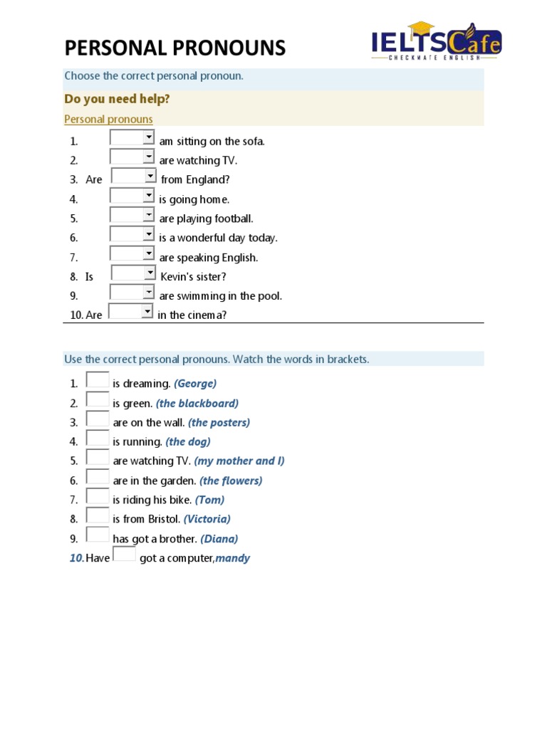 Personal Pronouns Exercise and Translation 28.05.21 | PDF