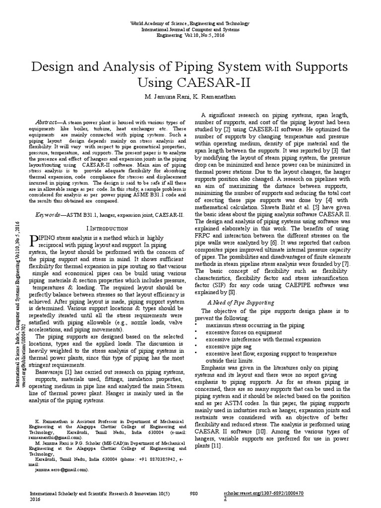 Caesar II | PDF | Stiffness | Pipe (Fluid Conveyance)