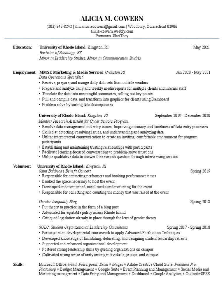 Alicia Cowern Resume | Download Free PDF | Data | Human Nature