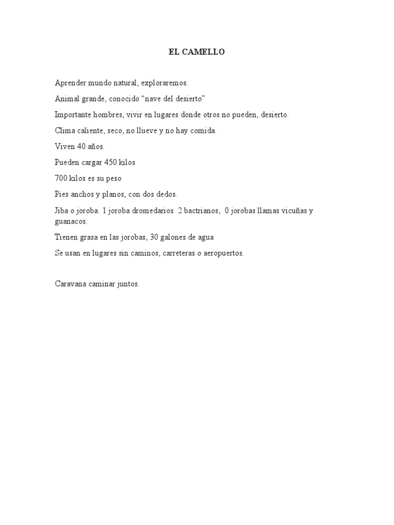 Características del Camello en el Desierto | PDF