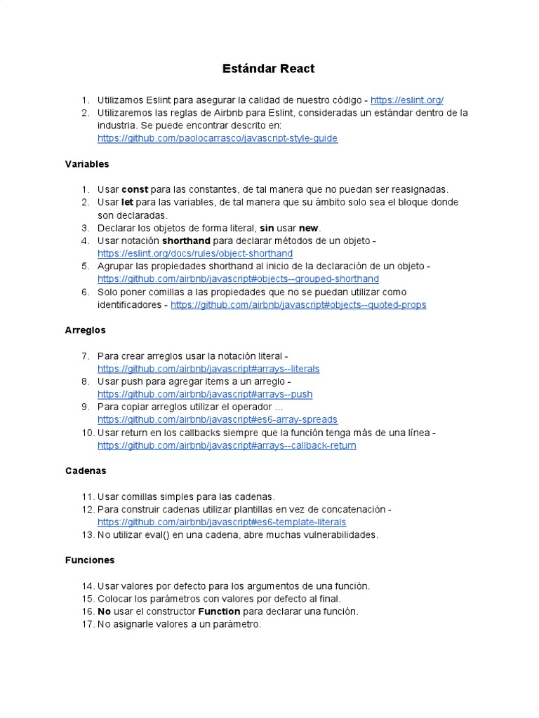 Estándar React | PDF | Ingeniería de software | Informática Estándar React | PDF | Ingeniería de software | Informática