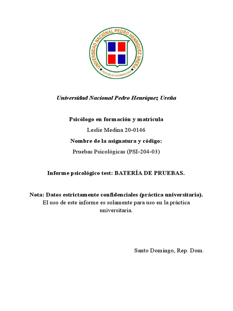 Informe de Batería de Pruebas Psicológicas | PDF | Inteligencia ...
