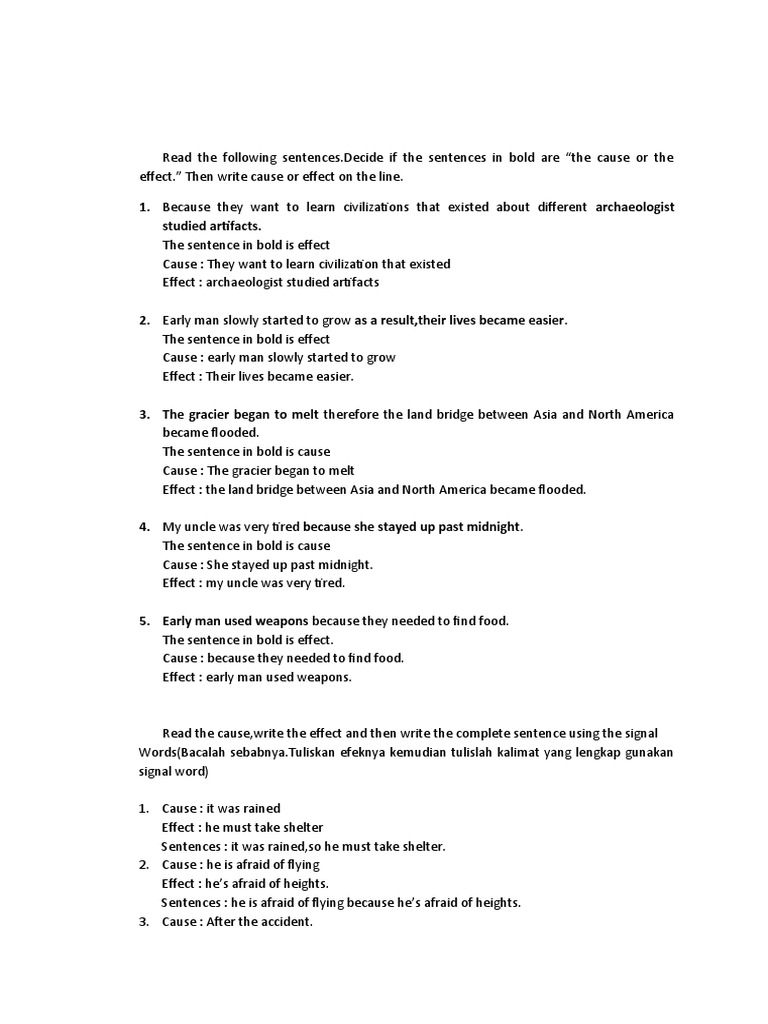 Cause and Effect Assignment | PDF