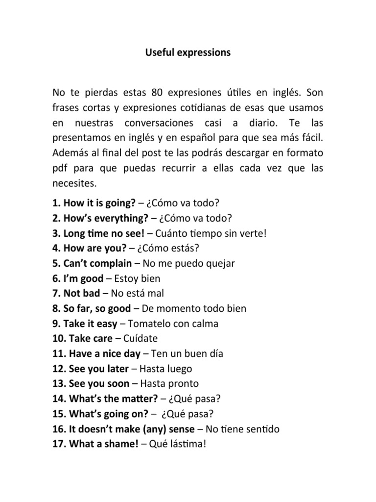 Useful Expressions | PDF | Entretenimiento (general)
